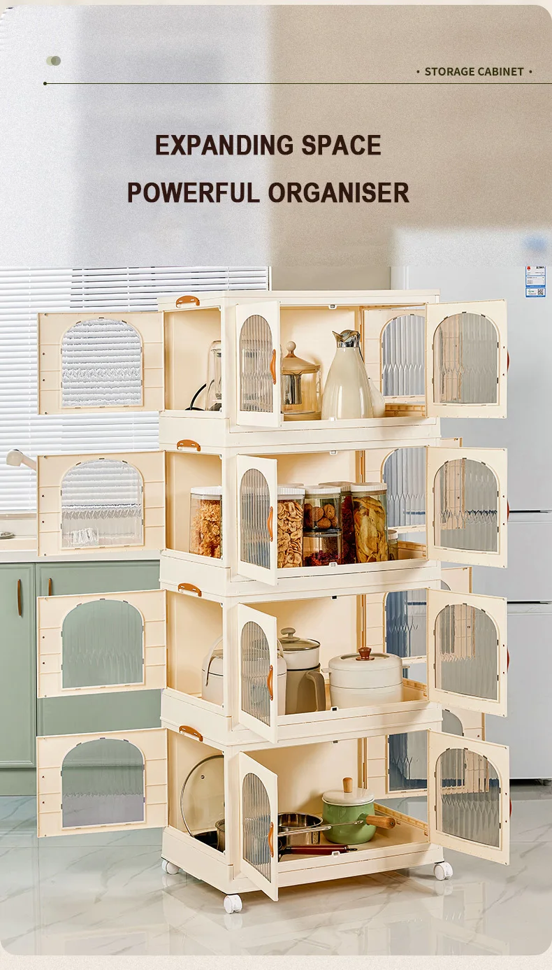 Plastic Folding Cabinets Stackable Foldable Clothes Organizer Cabinet ...