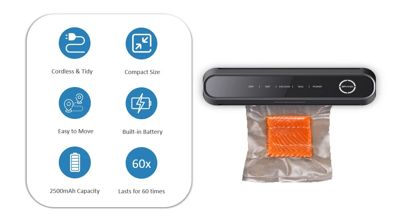 Vacuum Sealer Machine Automatic Food Sealer Electric Cordless Hand ...