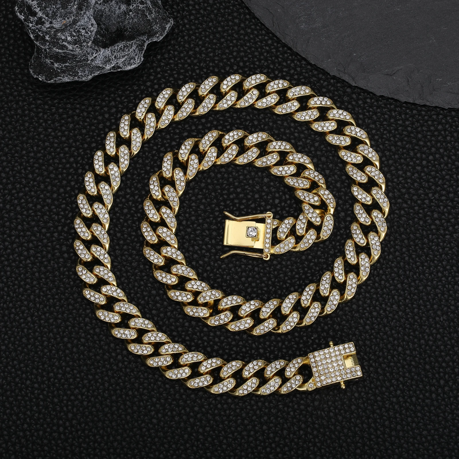 Customized Hip Hop Hipster Cuban Chain Diamond Necklace 45cm Full ...