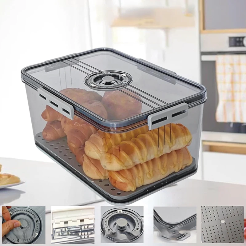 Multifunction Plastic Kitchen Clear Airtight Bread Storage Box With Lid ...