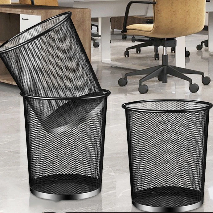 Ds4897 Metal Mesh Waste Bin Garbage Basket Home Office Dustbin Black ...