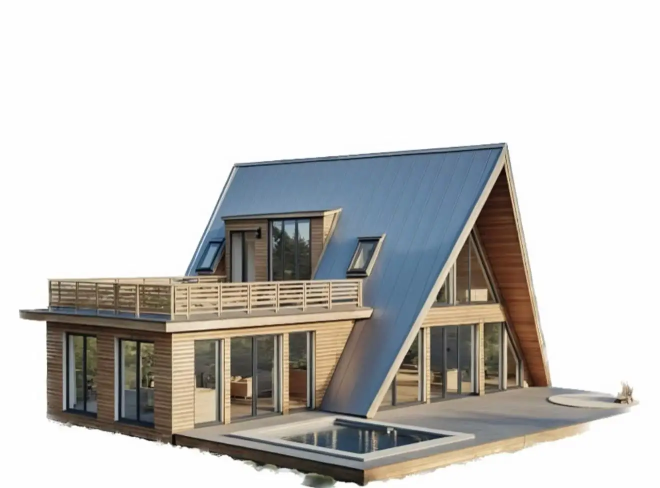 Luxury A-Frame European Low-rise Steel Prefab Tiny House Urban Villa ...