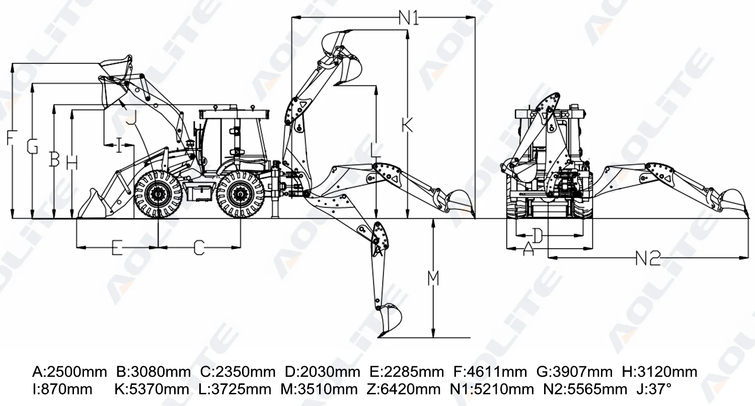 AOLITE BL105-25 2.5 Ton Backhoe Loader - Versatile & Durable