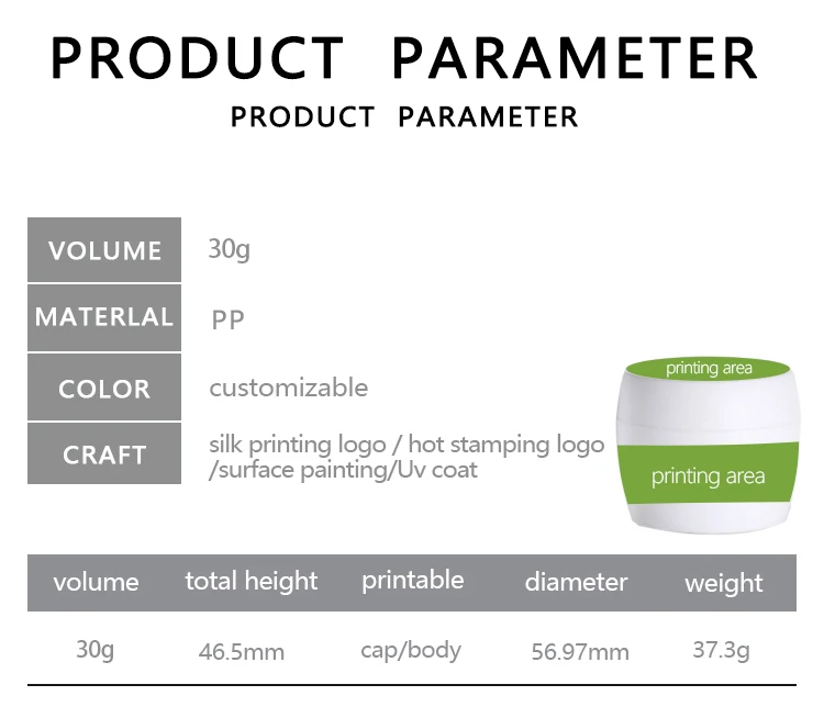 5g 15g 30g 50g Unique Shaped Cosmetic Packing Jar Empty Double Layer Pp ...