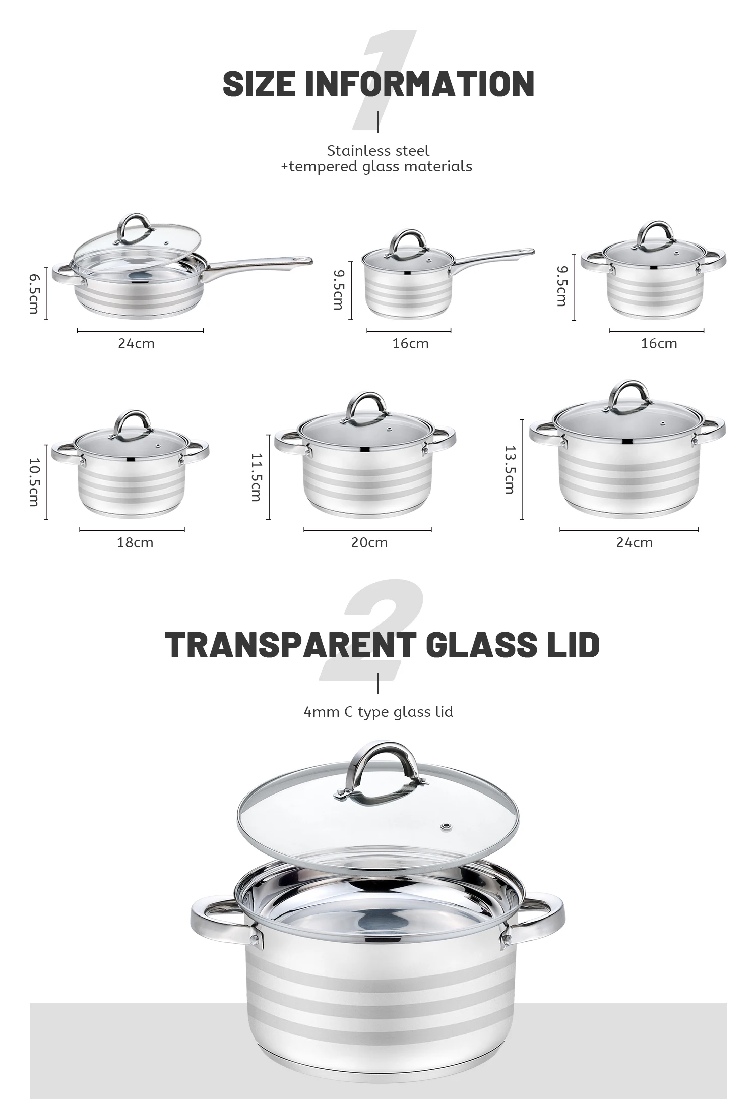 Customization Hollow Handle Cooking Pots And Pans 12pcs Stainless Steel ...