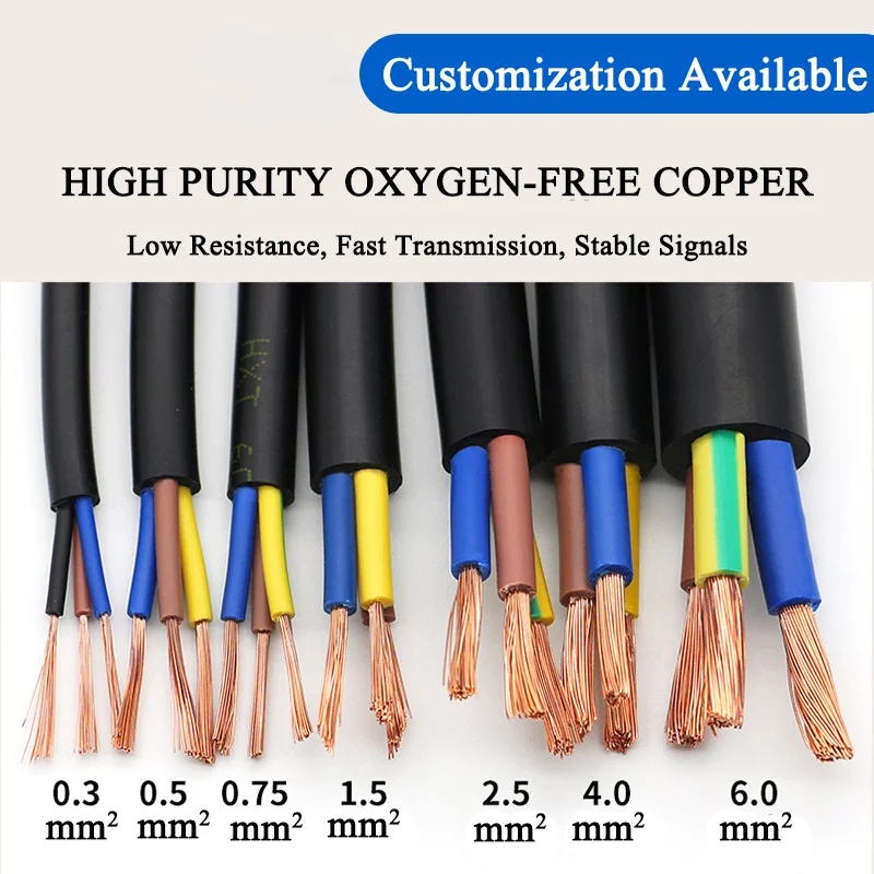 Gzatg High Quality Rvv 2x0.75mm 4x2.5mm 3x0.75mm 4x1.5mm 3x4mm 3x2.5mm Power Cable Copper Core ...