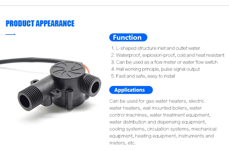 Hall Effect Water Flowmeter Magnetic Flow Sensor DC3-24V Water Flow ...