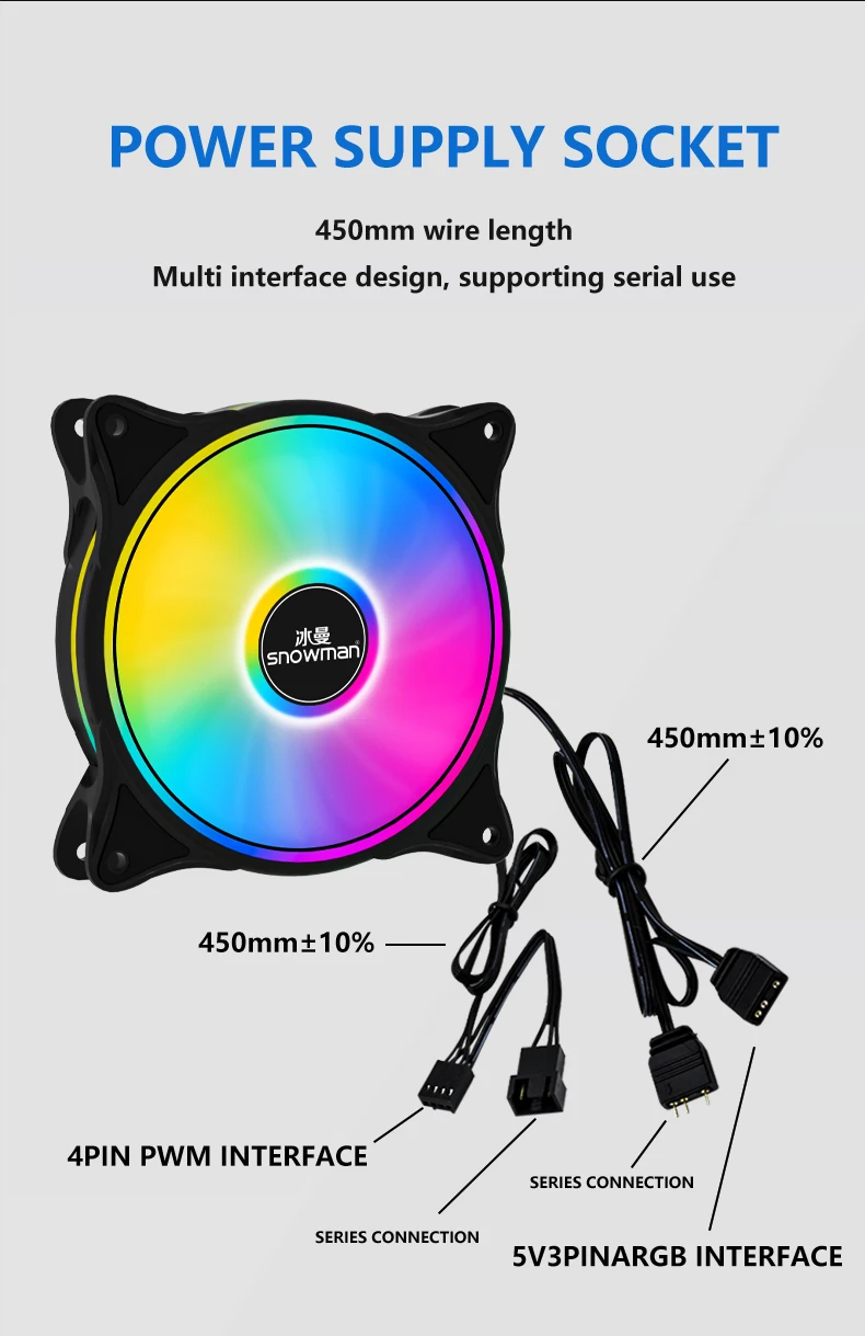SNOWMAN 120mm ARGB PWM Addressable RGB Clear Blade CPU Cooling Fan ...