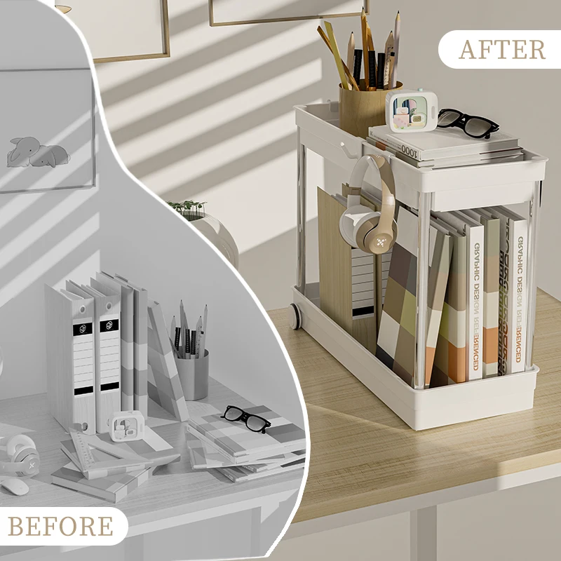 2 Tier Slide-out Storage Box Kitchen Pull-out Kitchen White Storage ...
