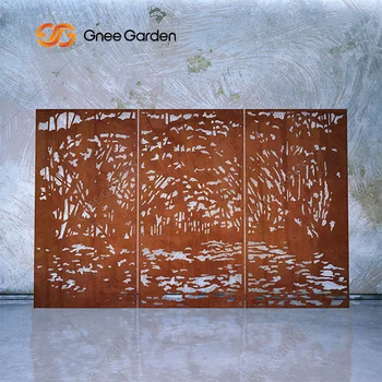 Modern Laser Cut Pattern Corten Steel Screen Panel Decoration Landscape ...