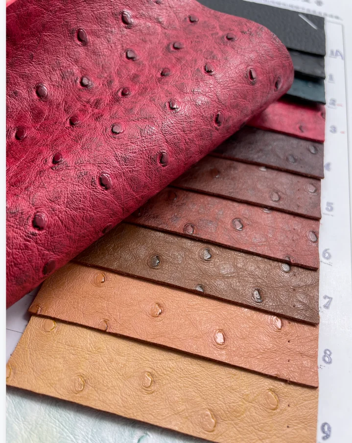 Fake Leather Embossed Ostrich Grain Pattern Material Vegan Pu Leather ...