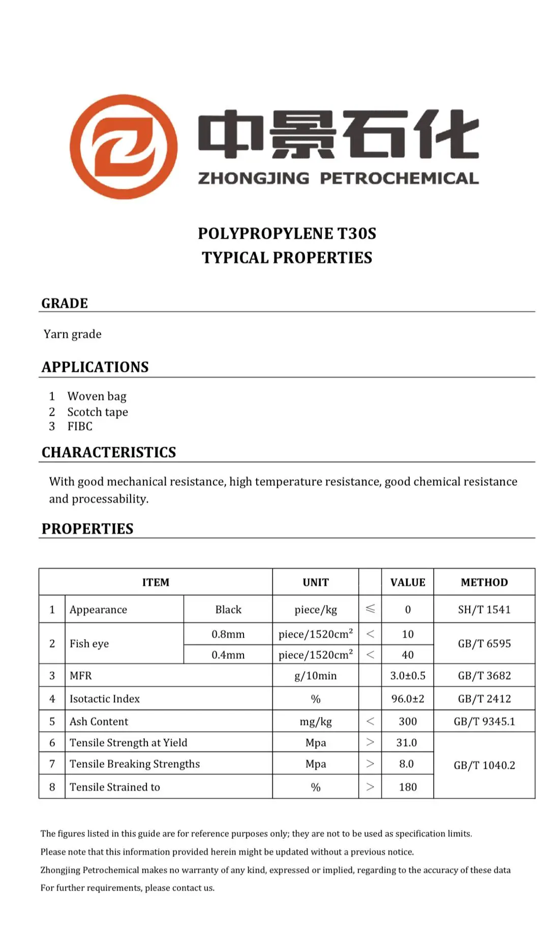 PP Resin Polypropylene Granule PP T30S Plastic Raw Material