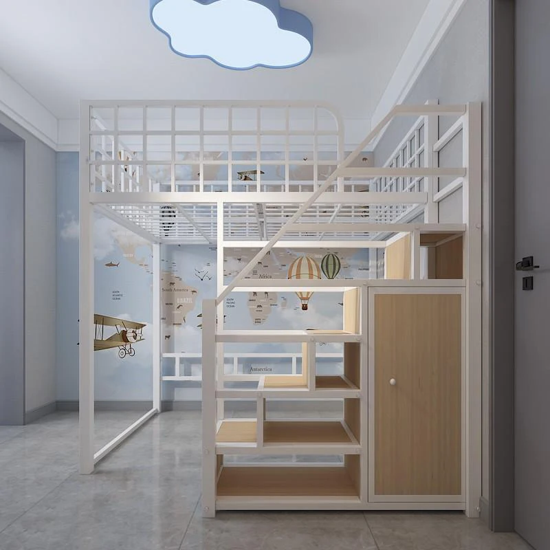 Wrought Iron Double Loft Duplex Bed - Space-Saving Design