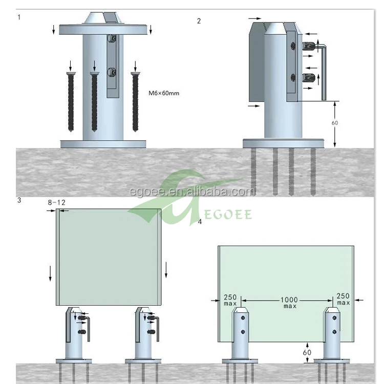 SS Bunnings Glass Railing Earthing Pool Fence Balustrade Clamps Black ...