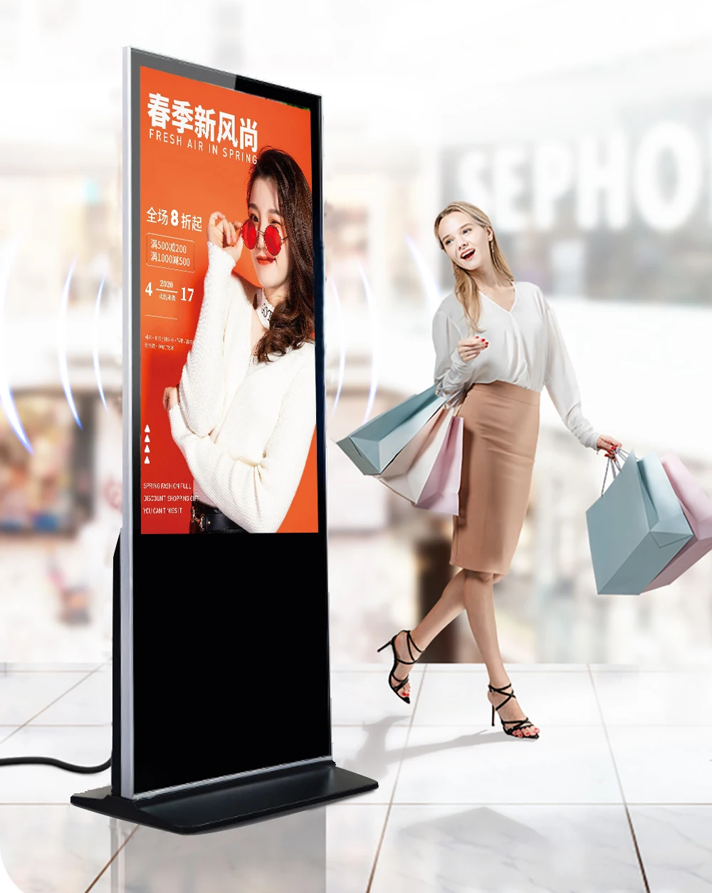 50 Inch Thin Digital Sign Touch Display With Built-in Media Player ...