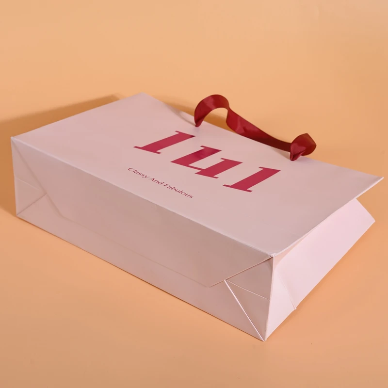 Luxury White Paper Bag Custom Printed Logo - Personalized