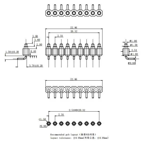 Long Strip Copper Pogo Pin Connector Single Row Conductive Spring For ...