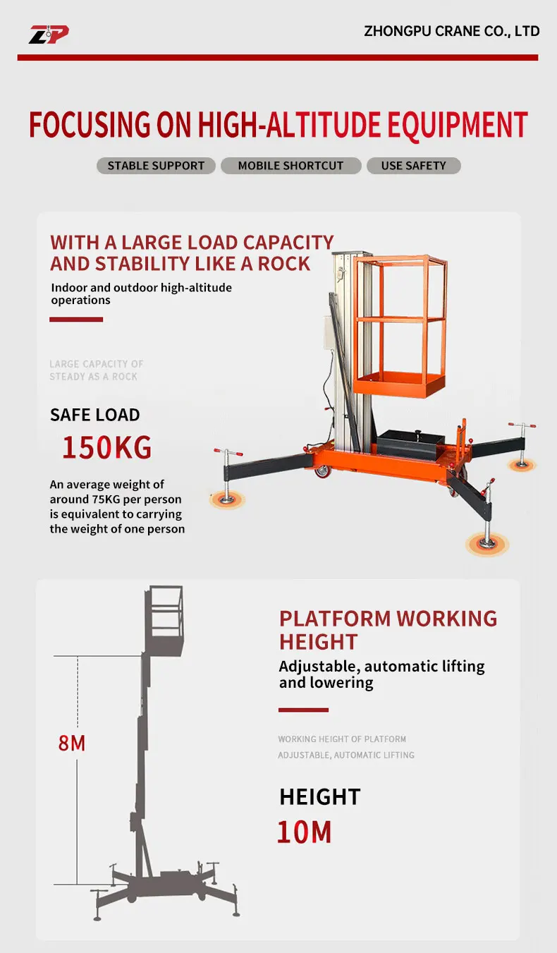 Aluminium Work Platform Double Mast Aluminum Ladder Lift Platform ...