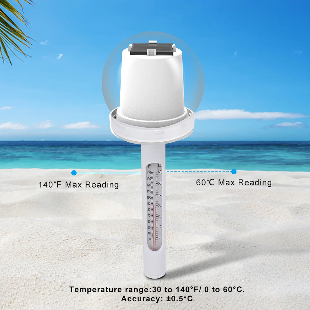 Solar Floating Pool Bath Thermometer Light - Buy Solar Floating Pool ...