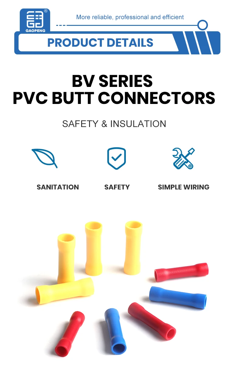 BV1.25 Red Color 22-16 AWG PVC Fully Insulated Wire Parallel Crimp ...