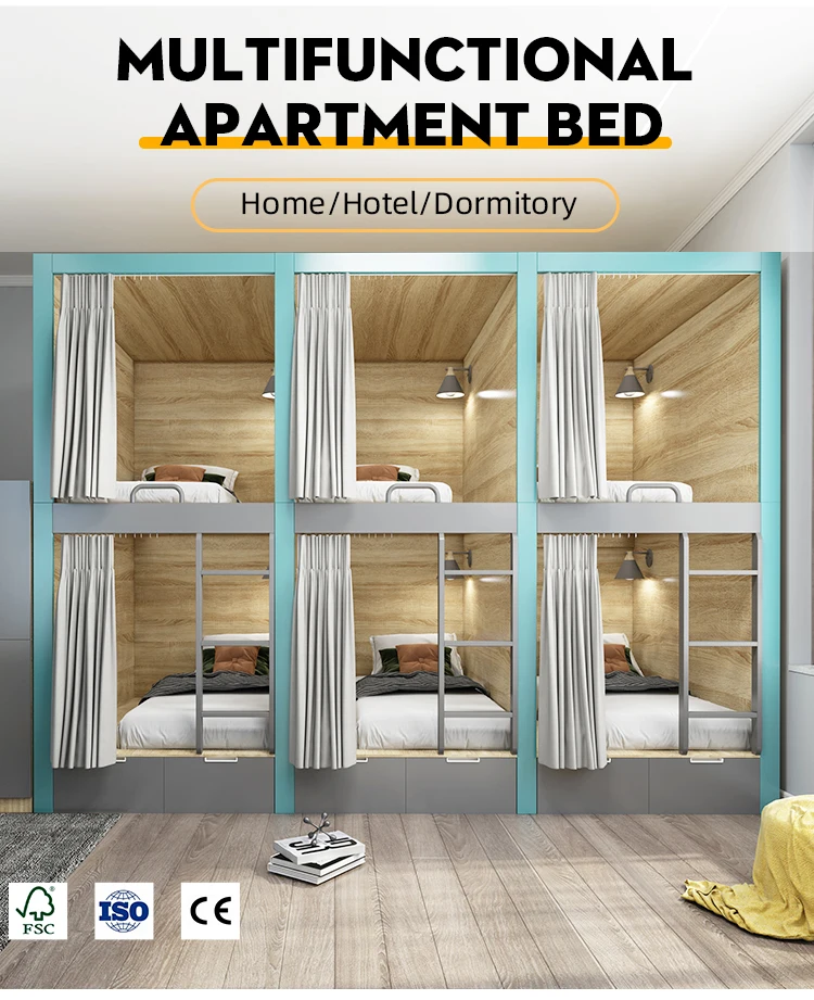 Modern Hotel Apartment Capsule Adult Dormitory Double Bunk Beds Loft ...