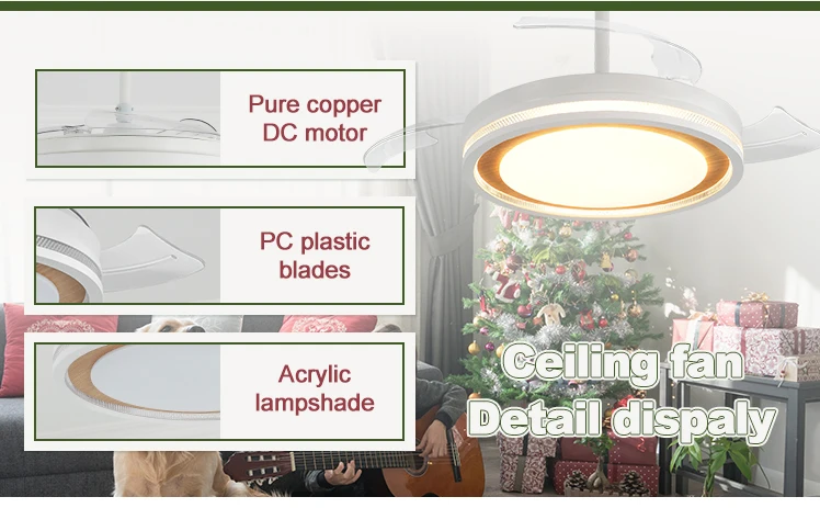 1stshine LED Ceiling Fan New Design PC Blades White Ceiling Fan with ...