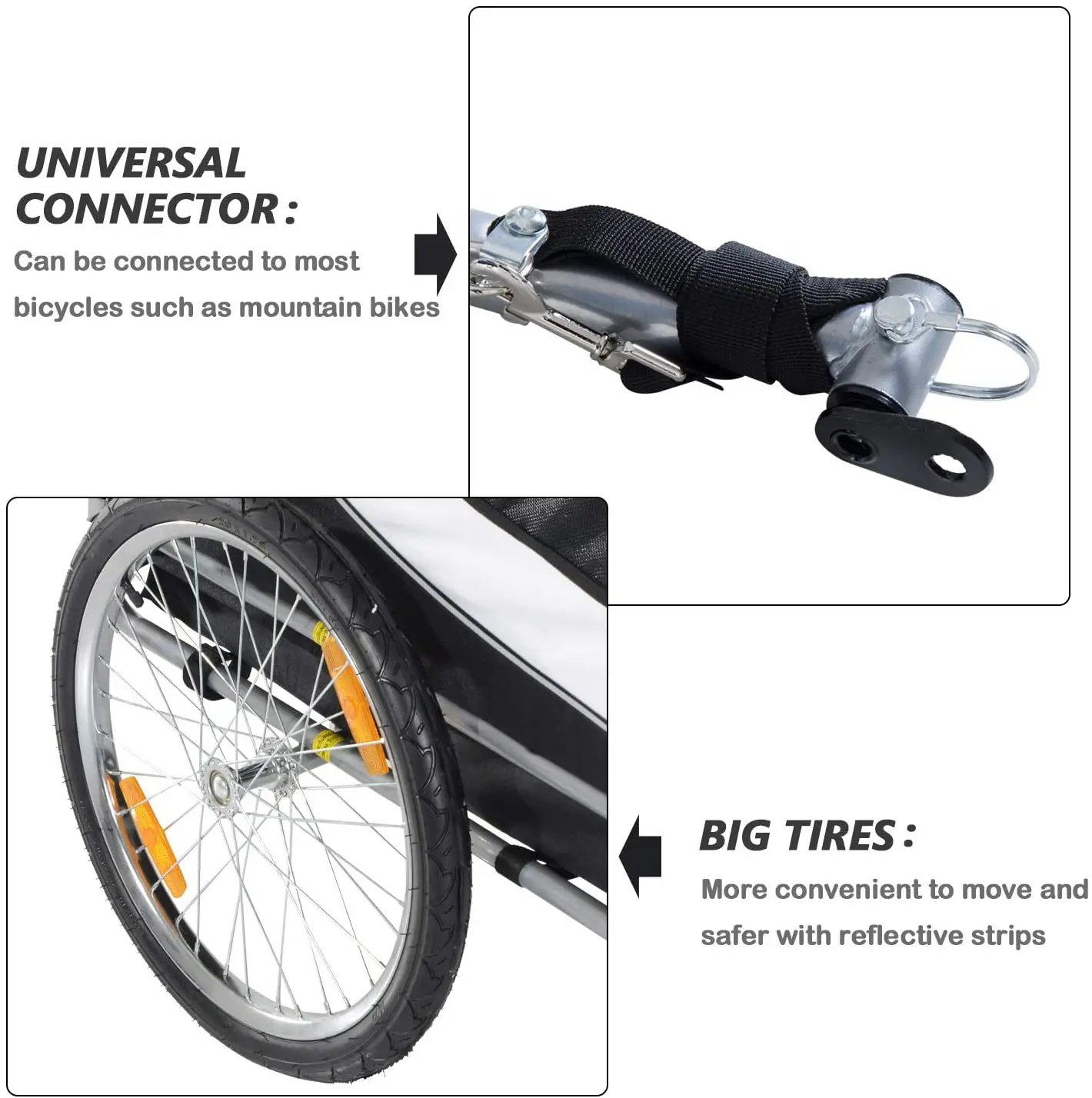 Dog Buggy & Jogger Bicycle Trailer 3-in-1 for Pet Travel