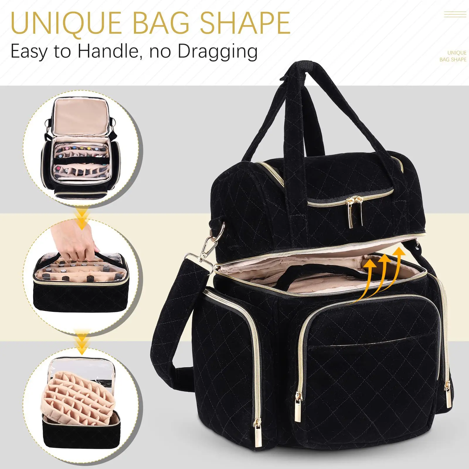 Detachable Supplies Case Double Layer Nail Bag Backpack Nail Organizer ...