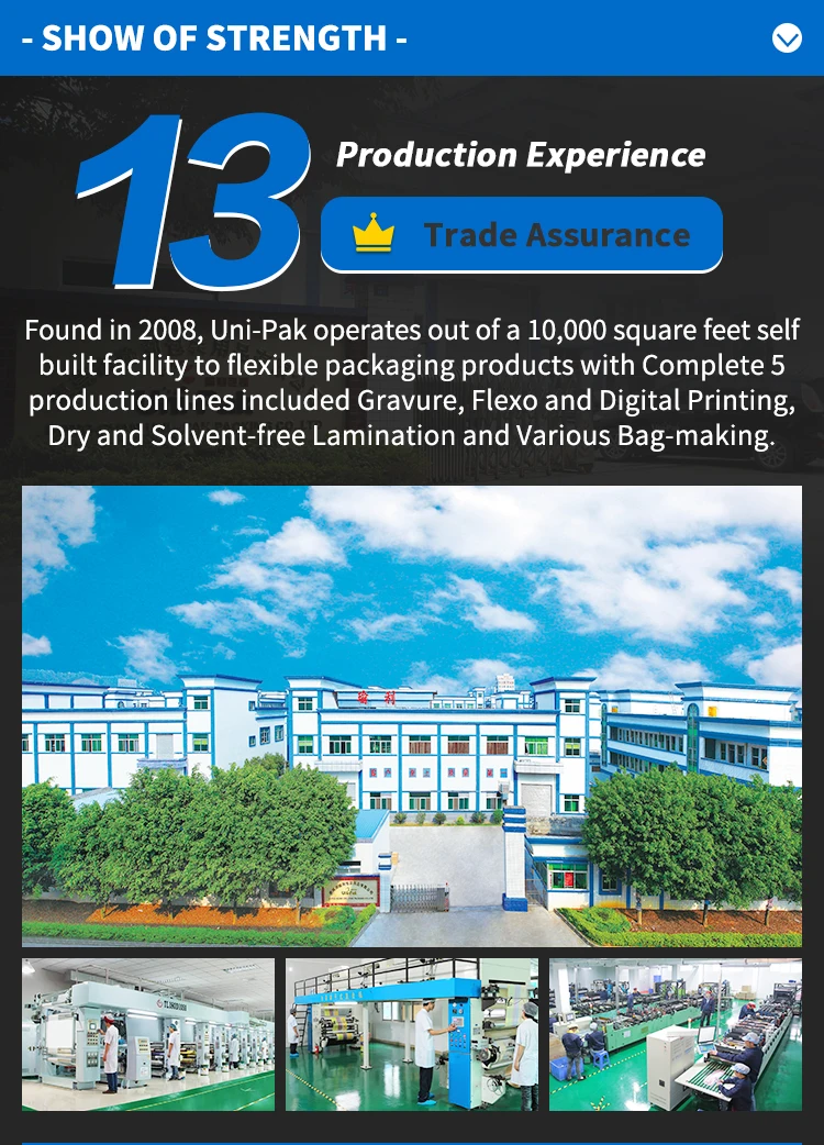 UniPak Factory Customizable Ziplock Plastic Packaging Bag Stand-Up PE ...