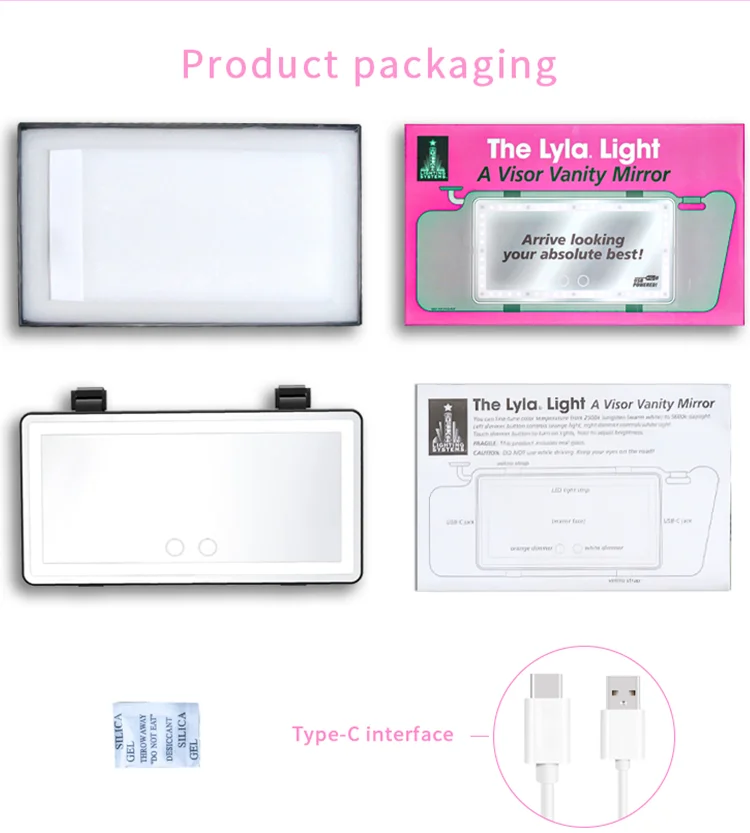 Car Vanity Mirror With 60 Leds 3 Light Modes Rechargeable Car Visor ...