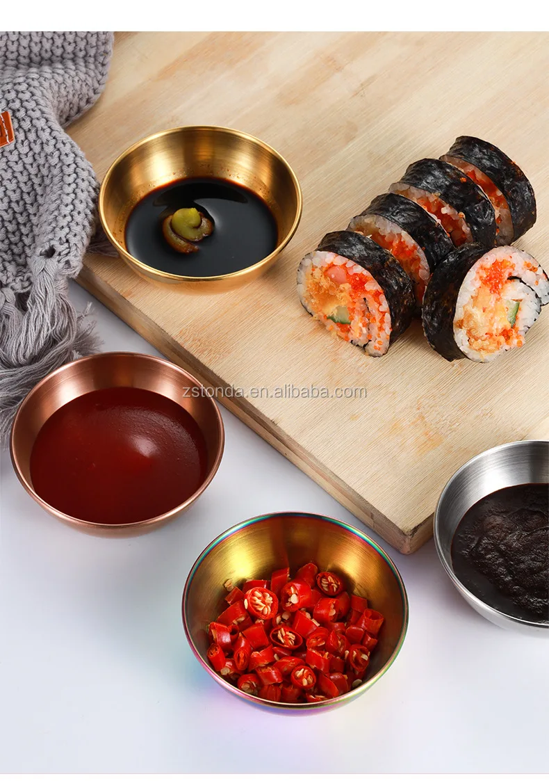 Stainless Steel Small Sauce Dishes Seasoning Serving Tray Spice Plates ...