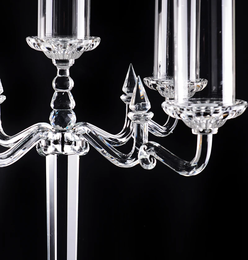 MH-ZT155 Gorgeous Long Glass Tube Crystal Candelabra Wedding Candle ...