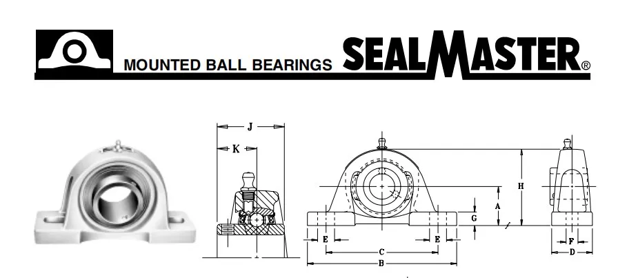 NP-20 SEALMASTER 베어링 NP 20 플랜지 브리지 베어링 NP20 베개 블록 베어링| Alibaba.com
