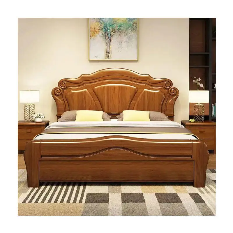 double queen size bed Chinese style wooden beds modern king size modern ...