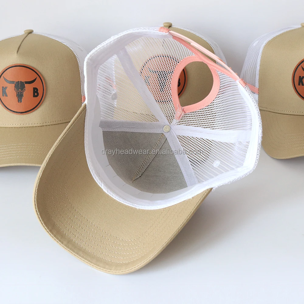 Factory Ponytail Hat Custom Mesh High Profile Trucker Caps For Women ...