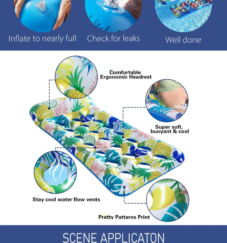 Pool Float Lounge Adult Size Inflatable Fabric Pool Float With Headrest ...