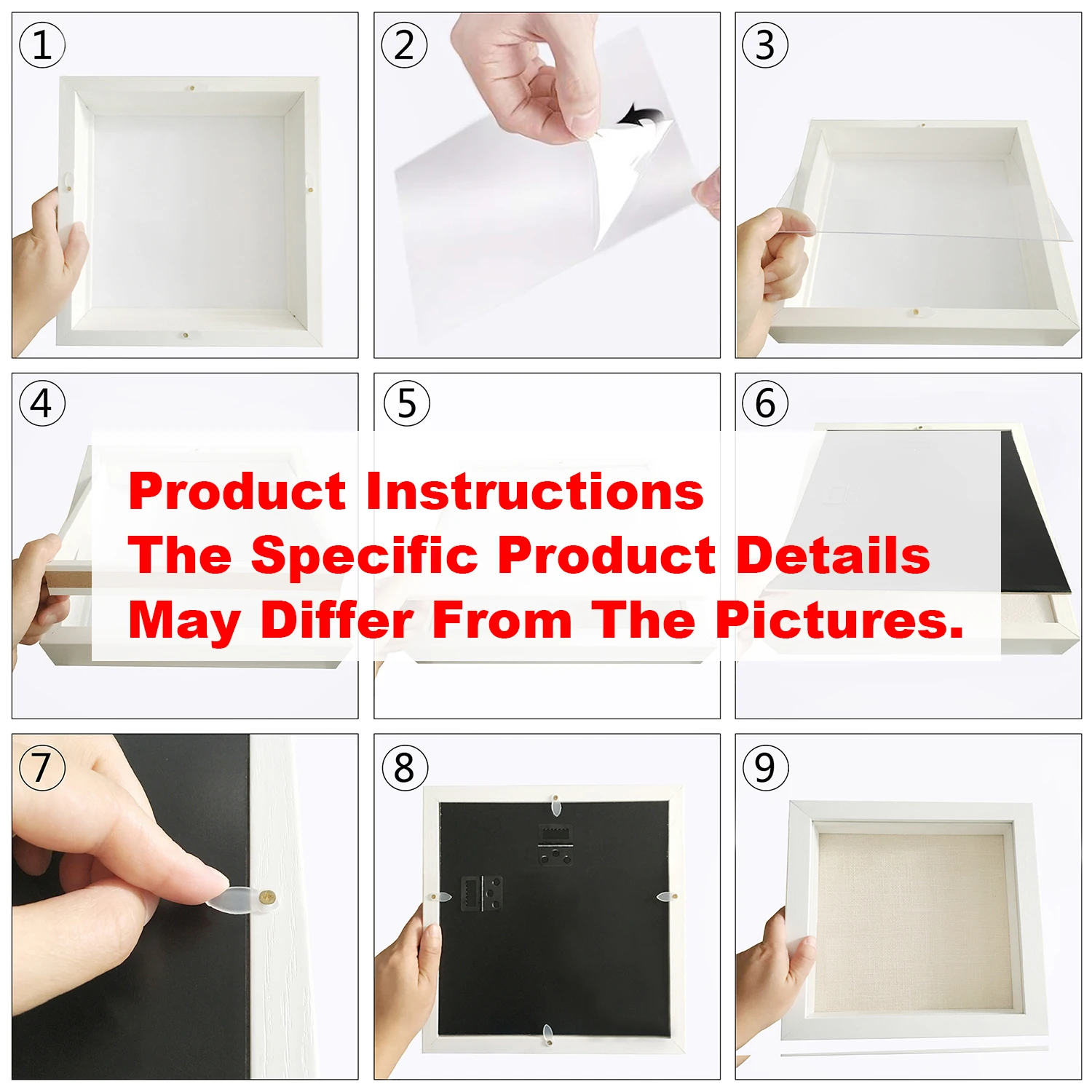 8x8 Shadow Boxes Display Cases With Linen Back Wood Memory Box For ...