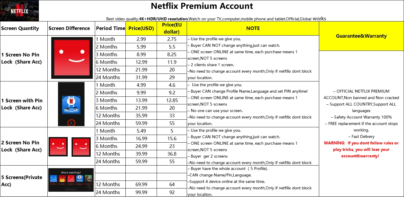 Global Works Netflix Account 1 Year Premium 1 Jahr Germany 1 Netflix ...