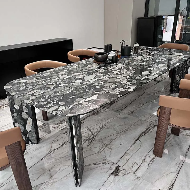 KINGS-WING Luxury Granite Stone Dining Table Black Marinace Granite ...