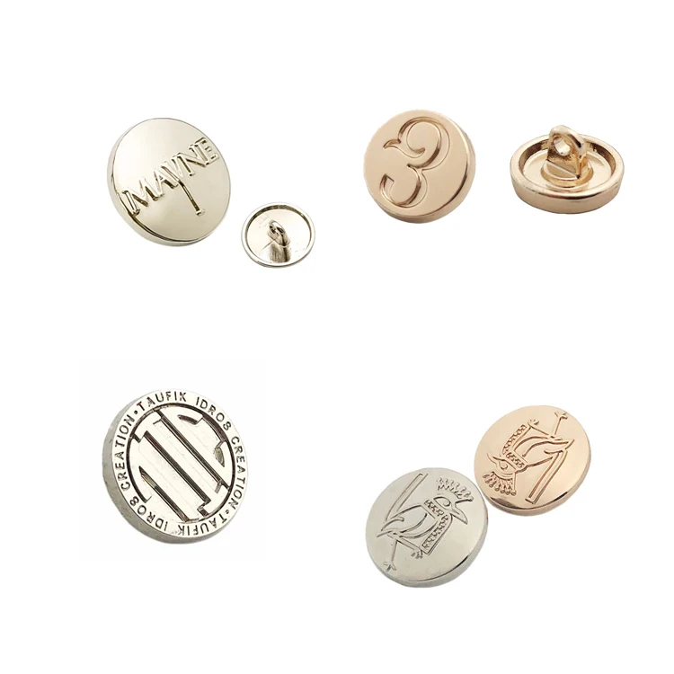 Custom Engraved Silver Logo Shank Buttons for Denim Jeans - Eco ...