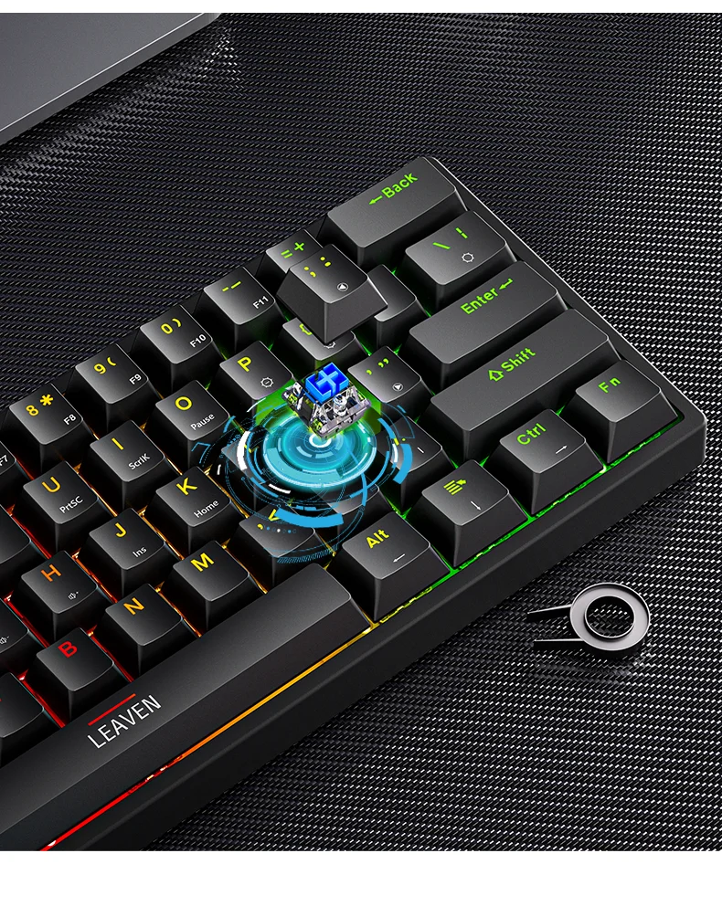 LEAVEN K620 Mechanical Keyboard - 61 Keys with LED Backlit