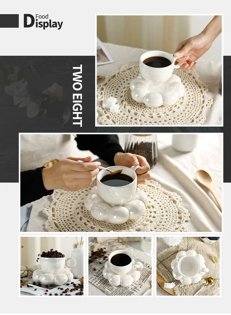 Custom Logo Printed Creative Cloud Cup With Saucer Sets Coffee Milk Tea ...