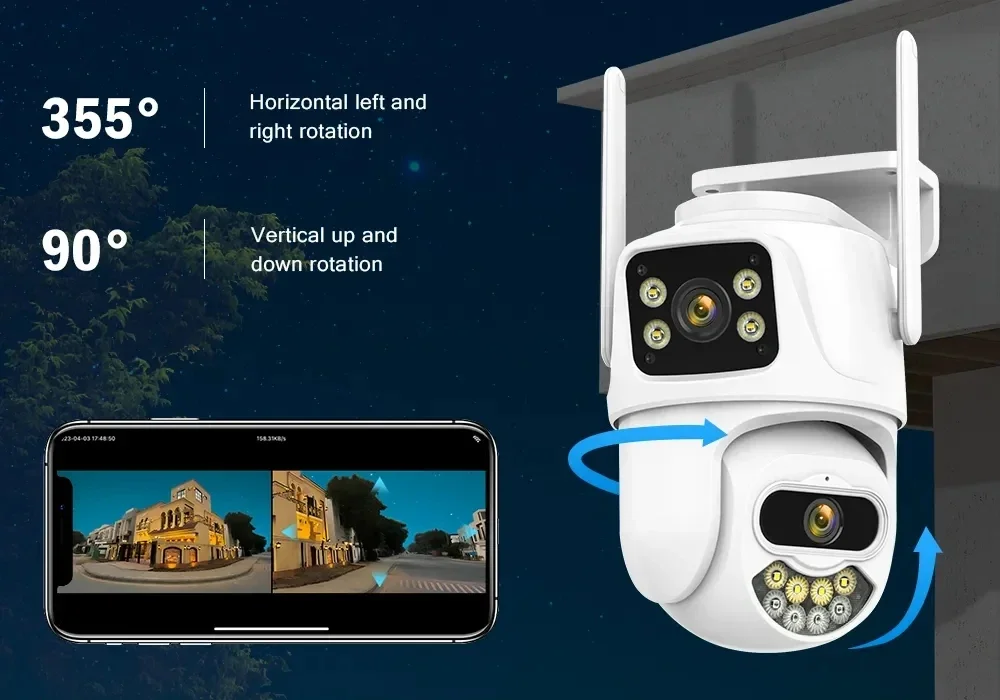 6MP Hybrid Zoom Dual Lens Wireless PTZ CCTV Security Cameras Wifi Ip67 ...