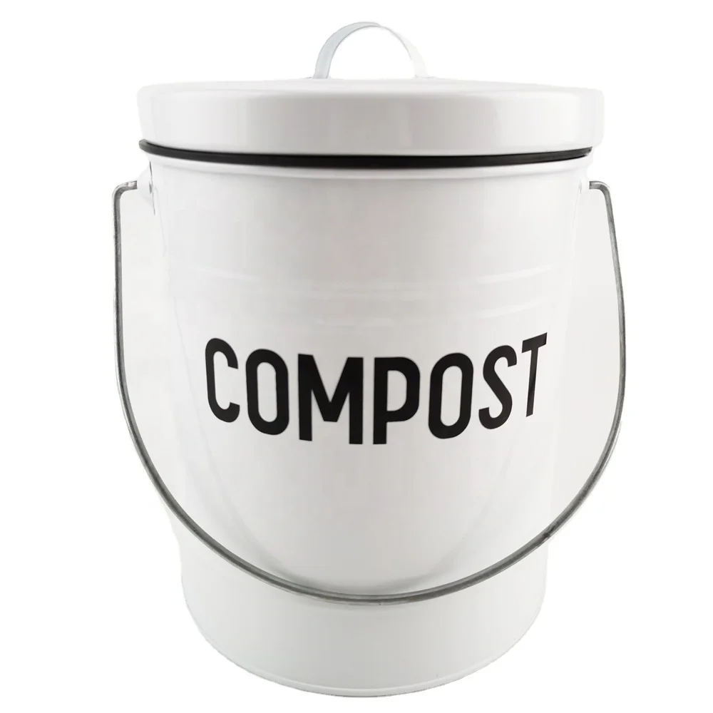 1.3 Gallon Kitchen Compost Bin Metal Recycle Bin With Charcoal Filter ...