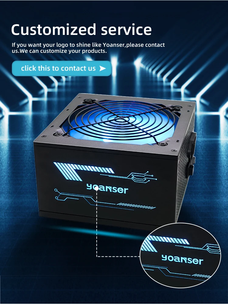 500W Esports Game Desktop & Server Power Supply Wide Silent Design 80 ...
