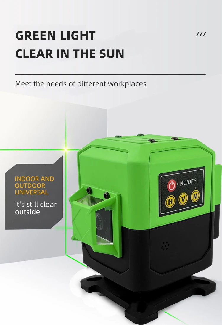 360 Degree Laser Level Machine Green Beam Laser Cross 12 Line Self ...