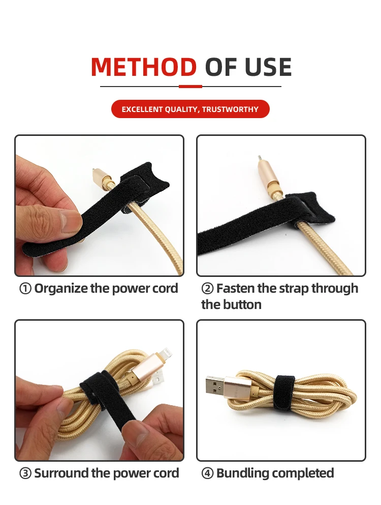 5 Color Wholesale Custom Velcroes Cable Tie Self-locking Wire Hook And ...