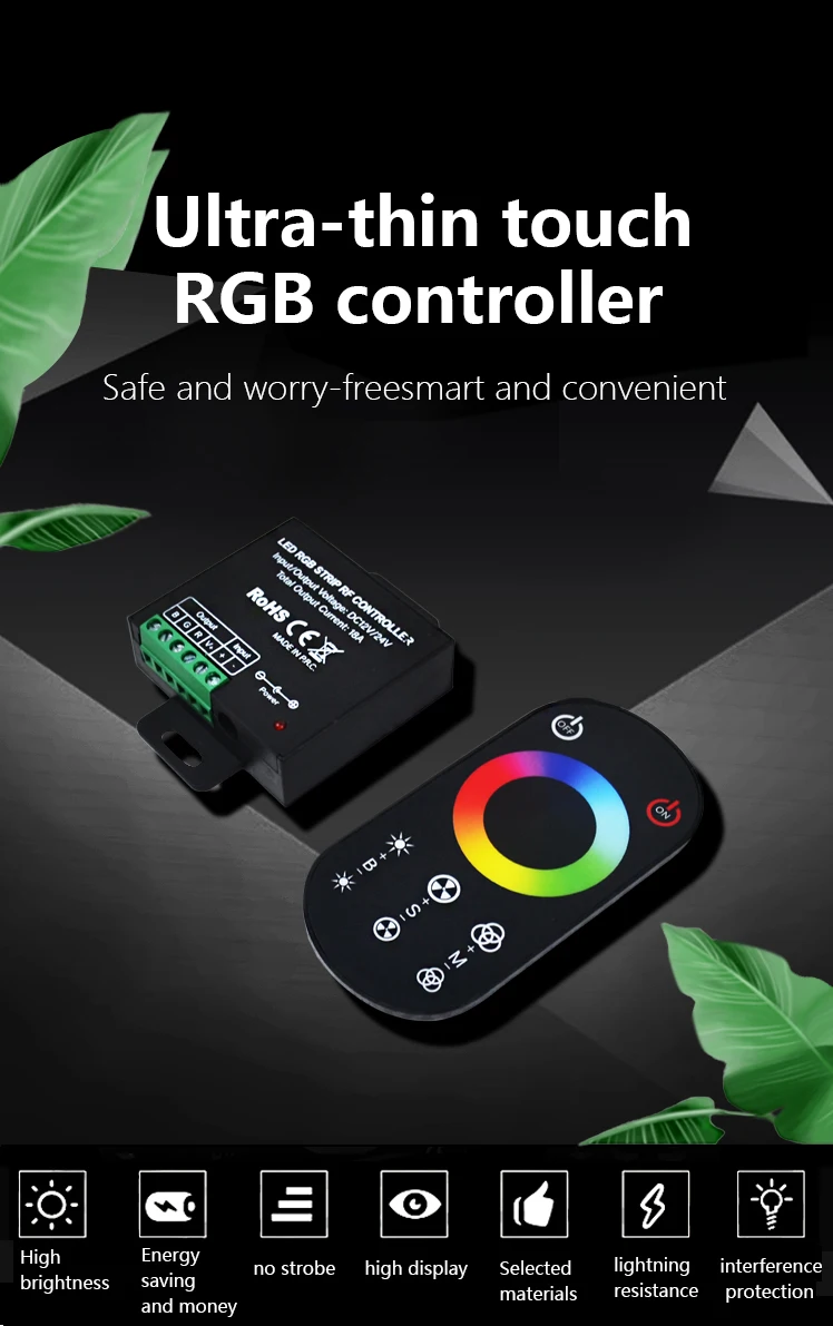 Ultra-thin Touch Rgb Controller Dc12-24v 6a*3ch Ce Rohs 8 Keys Touch ...