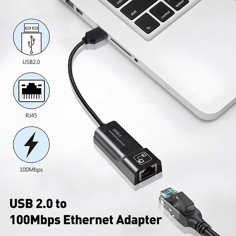 Plug and Play USB 2.0 Ethernet RJ45 Network Lan Adapter USB 2.0 a Male to Female RJ45 Ethernet ...