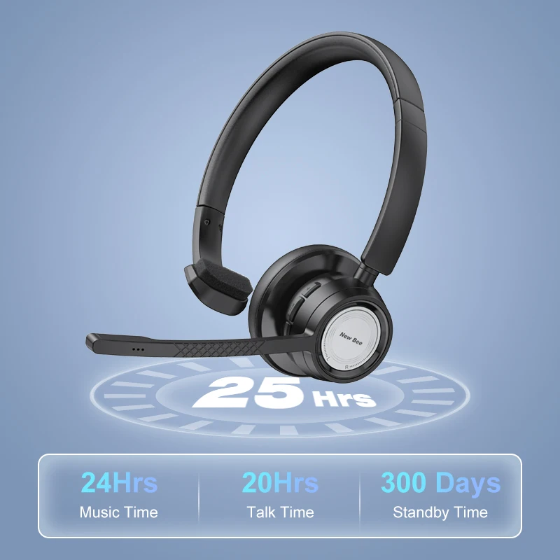 New Bee Headphone Call Center Bluetooth Headset with Microphone Noise ...